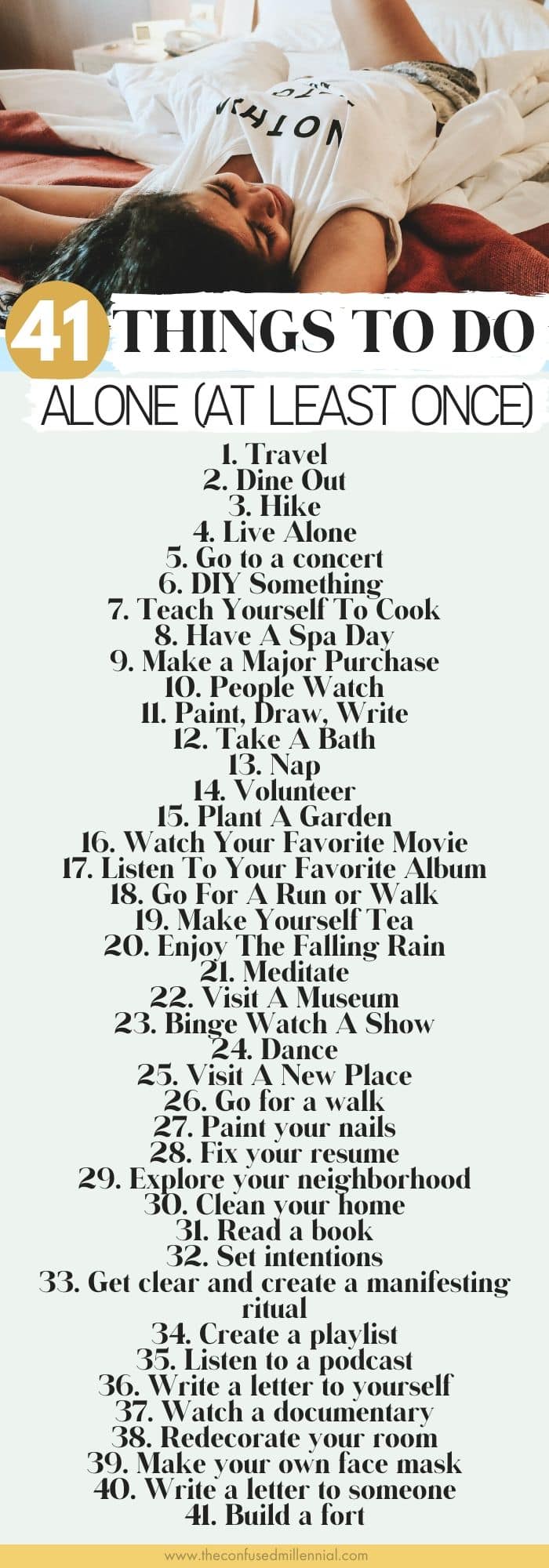 41 Things to Do Alone At Least Once in Your 20s or 30s or 40s ...
