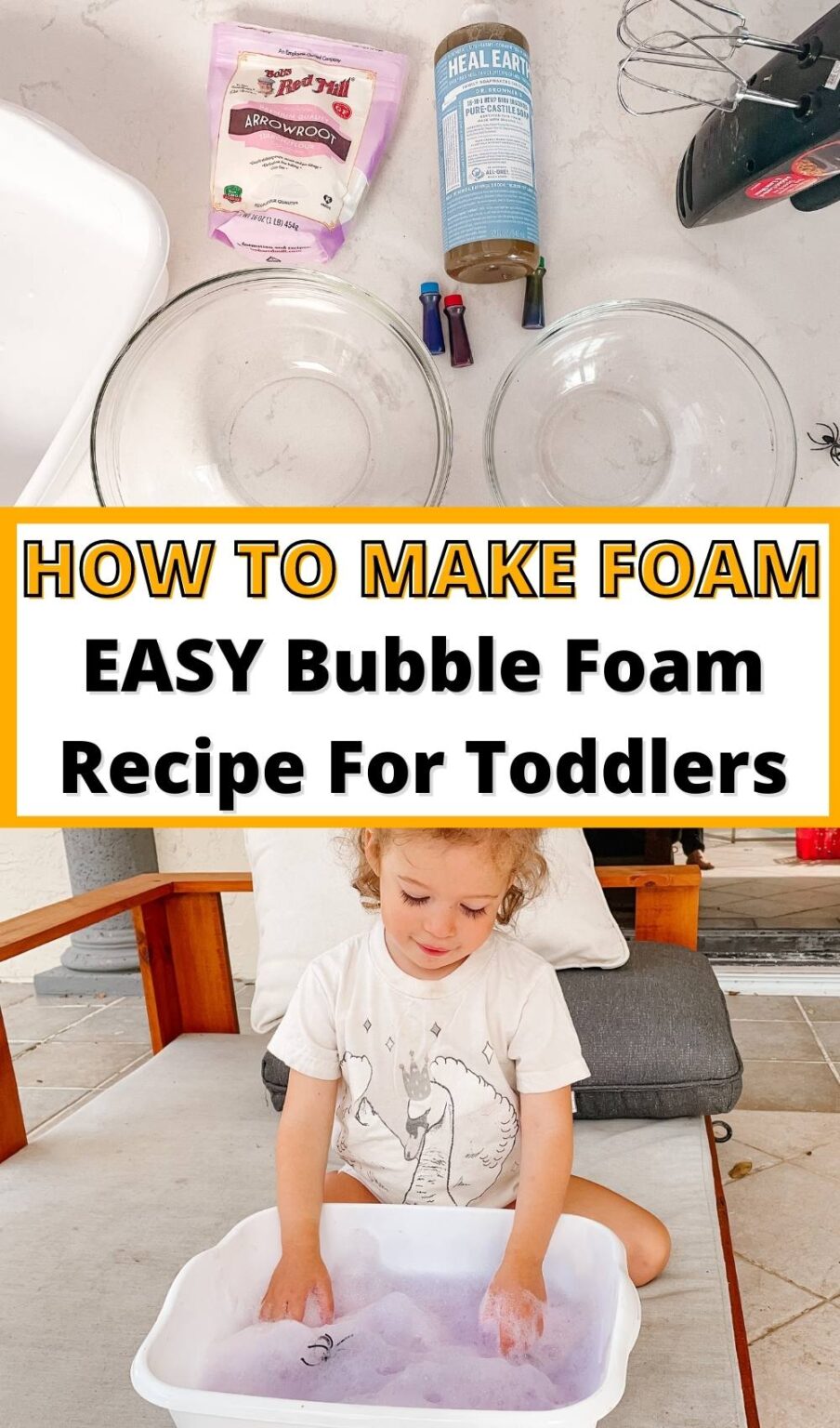 How To Make Foam | EASY SENSORY PLAY BUBBLE FOAM RECIPE - Confidently Mom