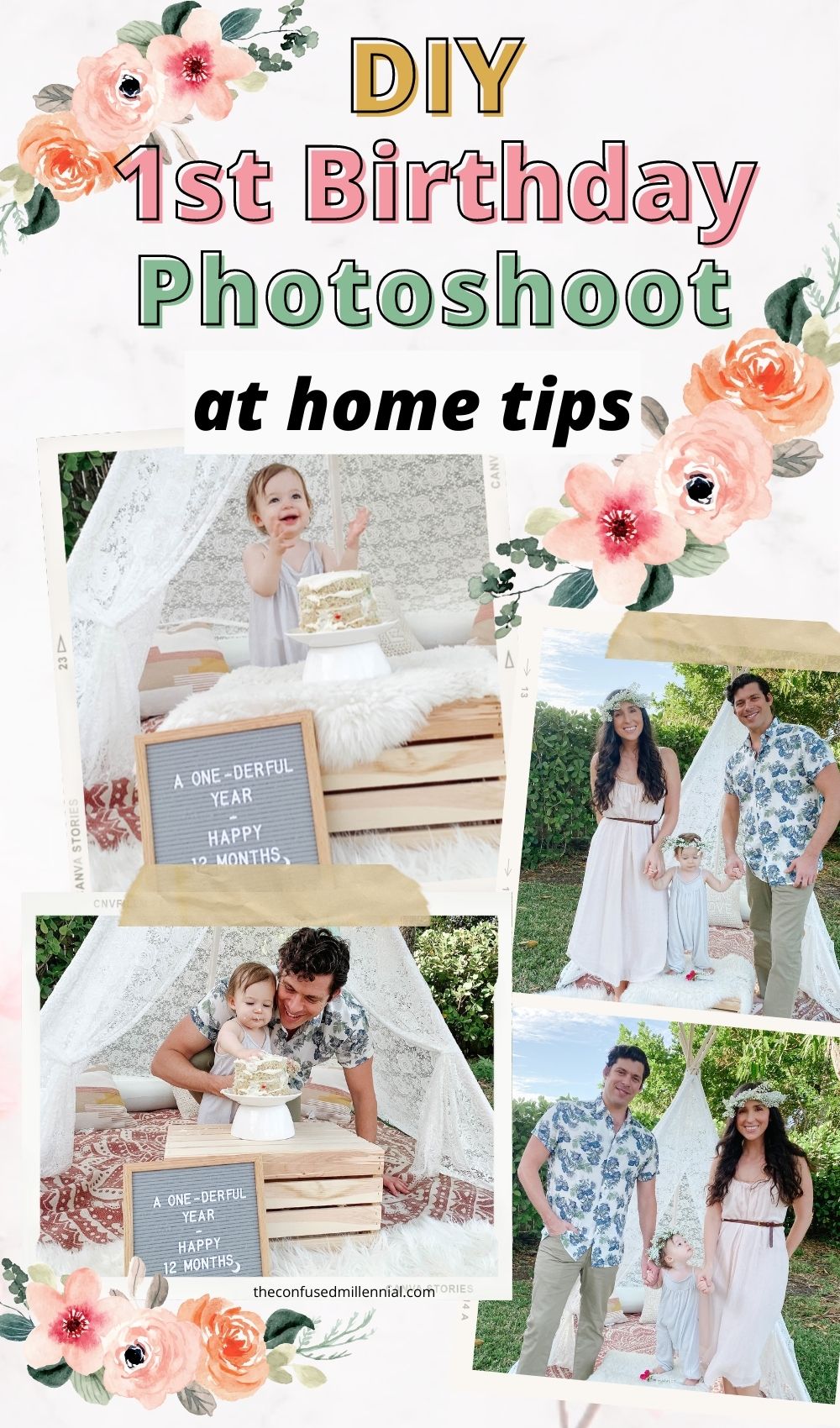 Best 1st Birthday Photoshoot At Home Ideas, Themes, Props For Boy or ...