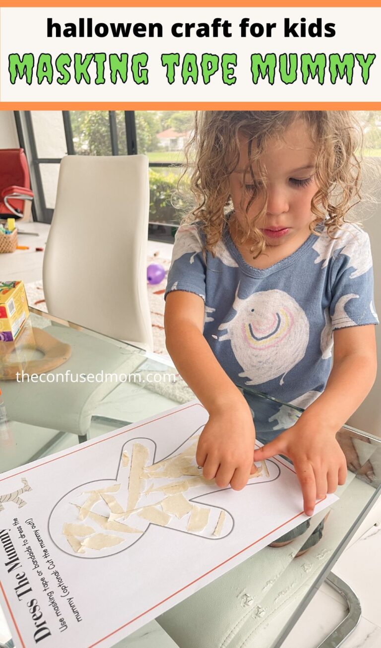 Masking Tape Mummy Craft: Halloween for Preschooler Kids - Confidently Mom